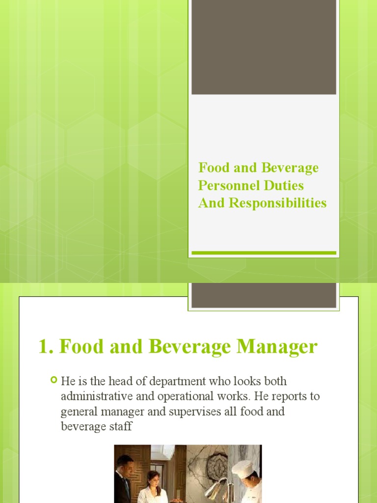 Food and Beverage Personnel Duties and Responsibilities | PDF | Waiting Staff | Restaurants