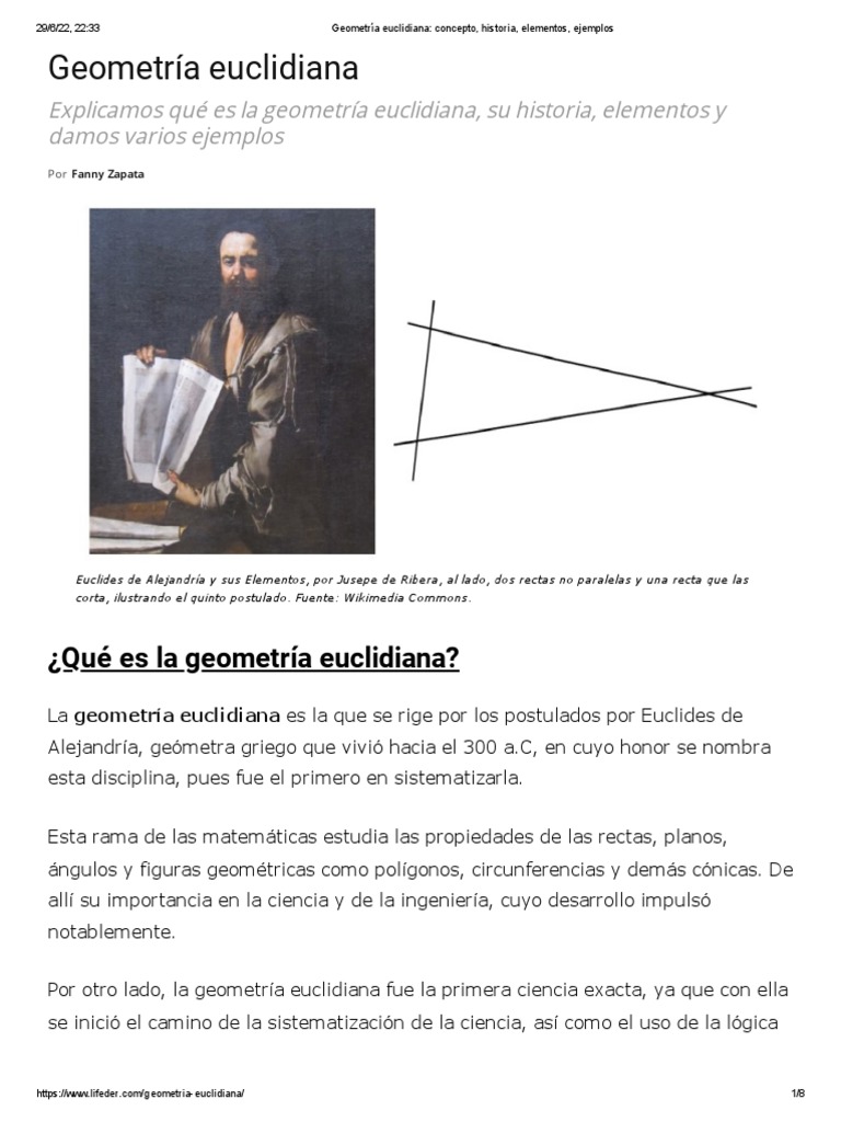 Geometría Euclidiana - Concepto, Historia, Elementos, Ejemplos | PDF | Geometría | Euclides