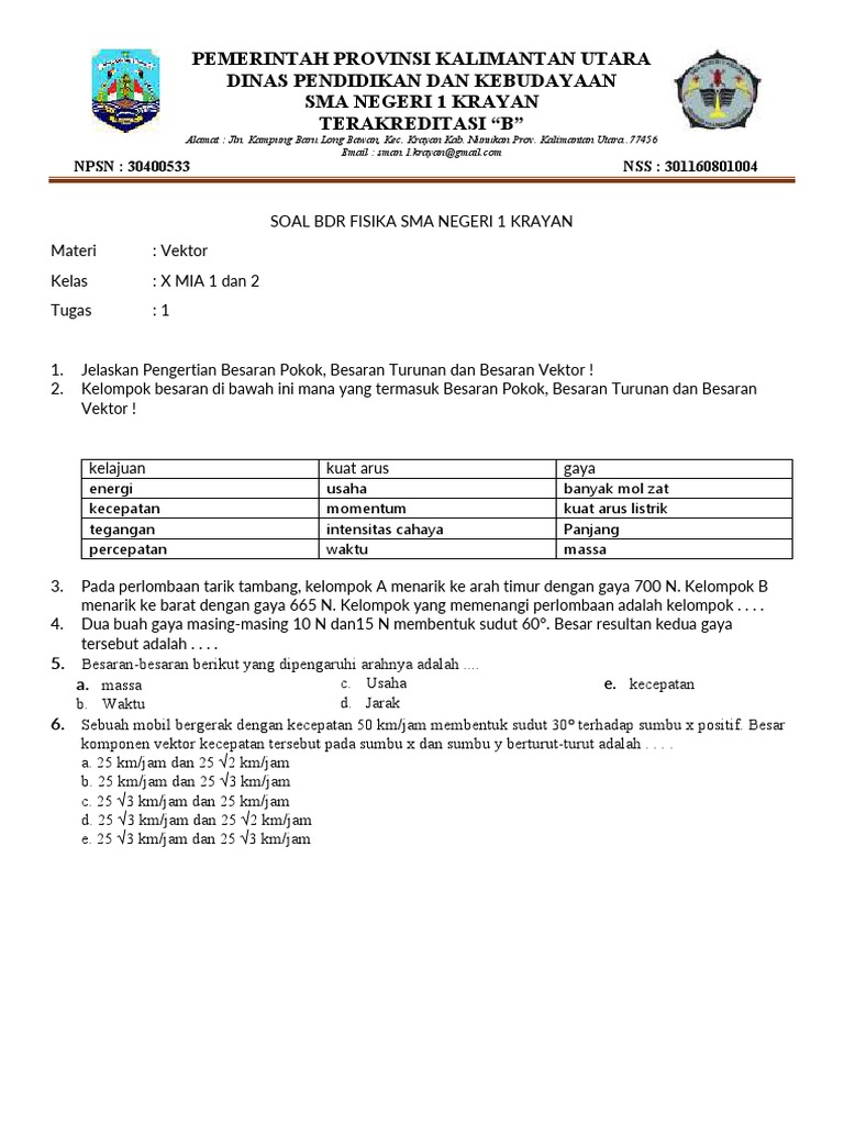 Soal BDR Fisika Kelas X | PDF