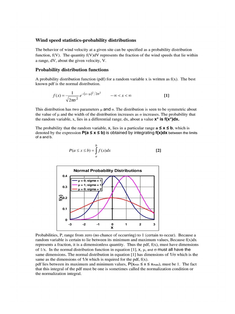 Wind Speed Statistics-Probability Distributions | PDF