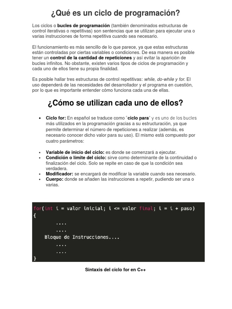 ¿Qué Es Un Ciclo de Programación? | PDF | Programación de computadoras ...