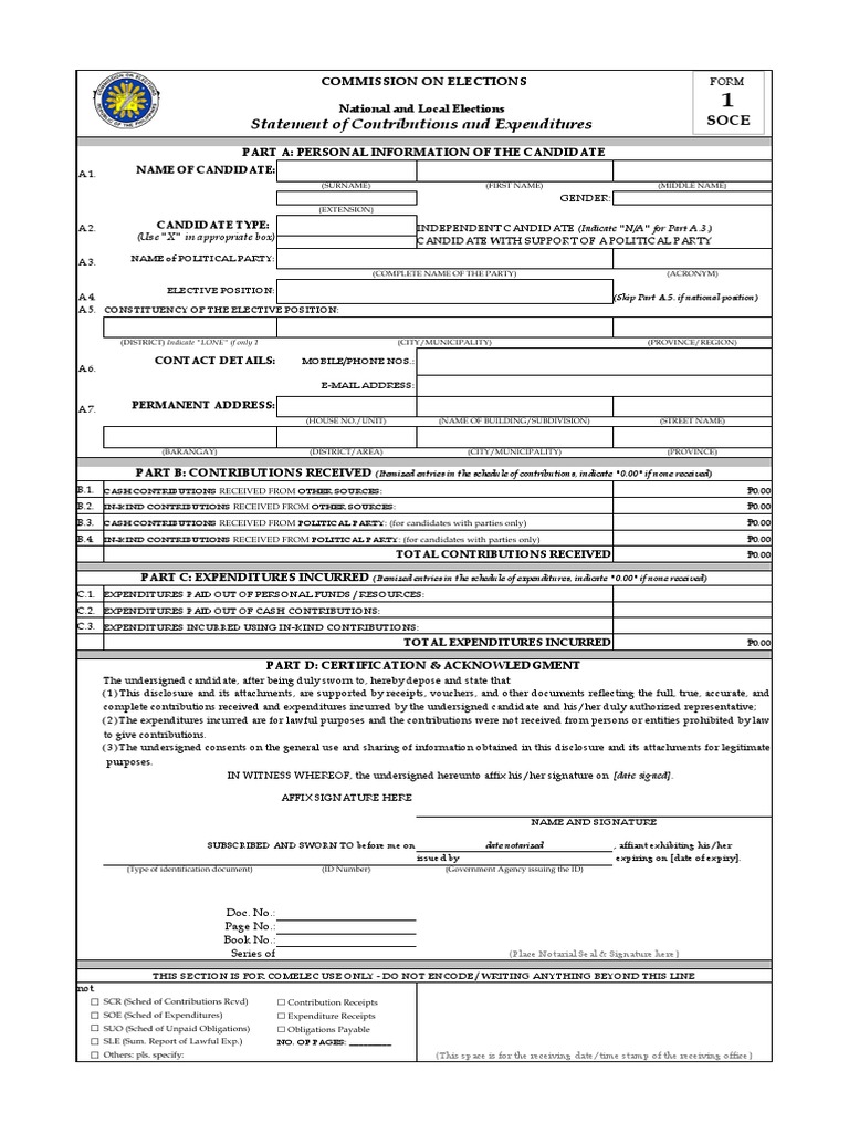 SOCE Forms For Candidates WF | PDF | Notary Public | Civil Law (Common Law)