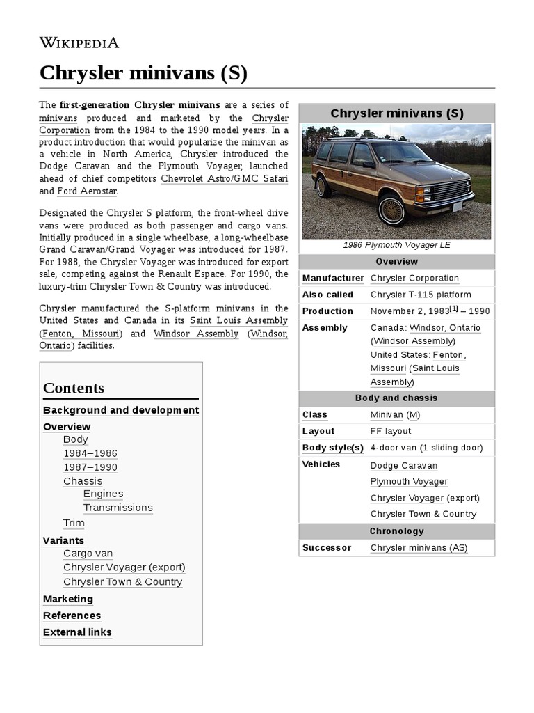 Chrysler Minivans (S) | PDF | Chrysler | Dodge