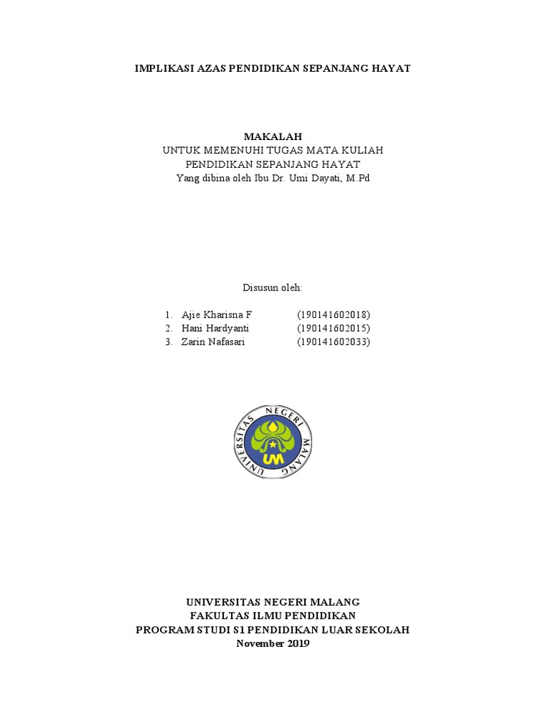 Implikasi Asas Pendidikan Sepanjang Hayat | PDF