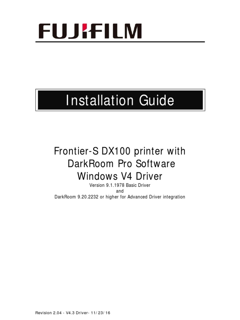 Installation Guide: Frontier-S Dx100 Printer With Darkroom Pro Software Windows V4 Driver | PDF ...