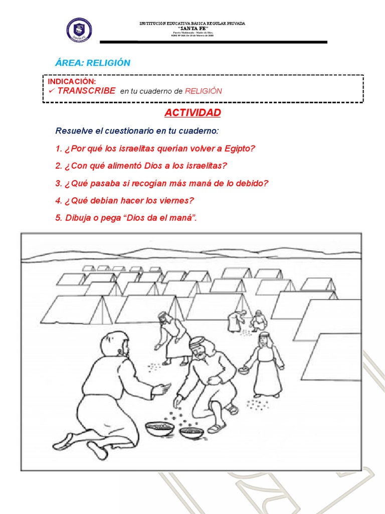 Actividad - Dios Da El Maná | PDF | Religión y espiritualidad | Estilo ...