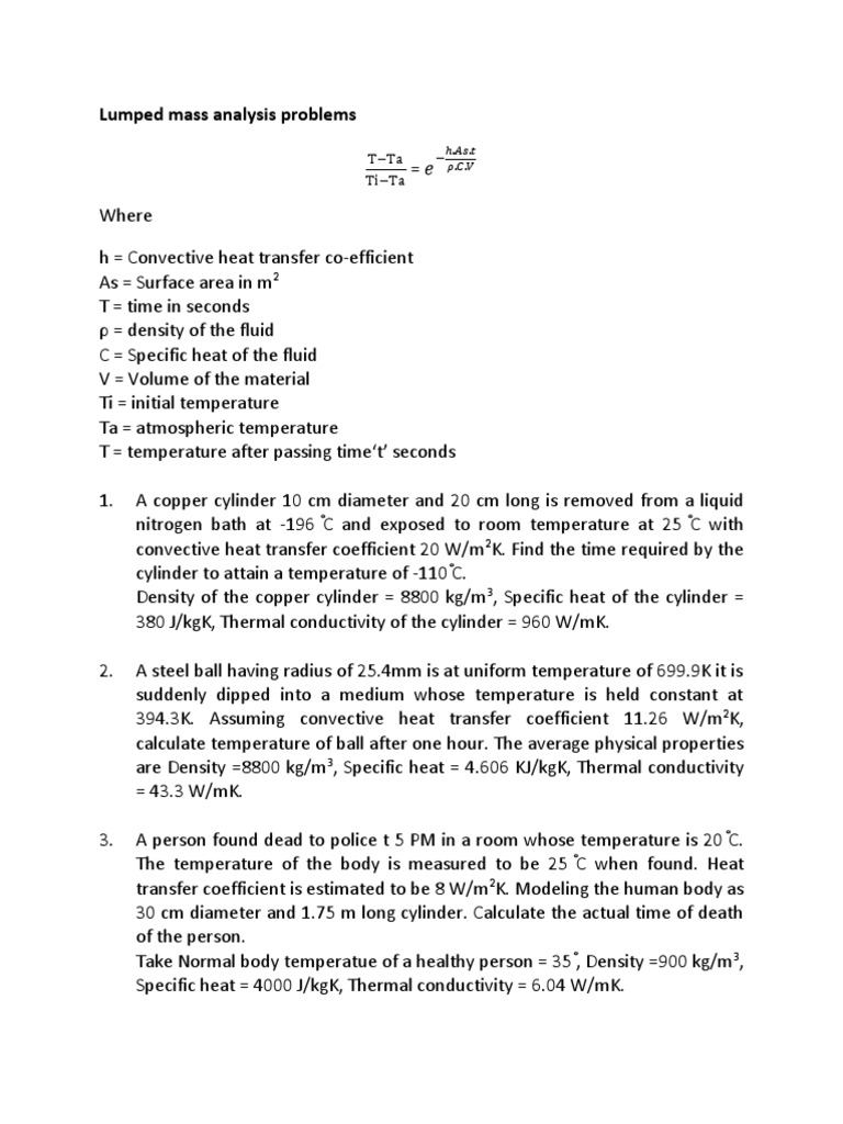 Lumped Mass Analysis Problems | PDF