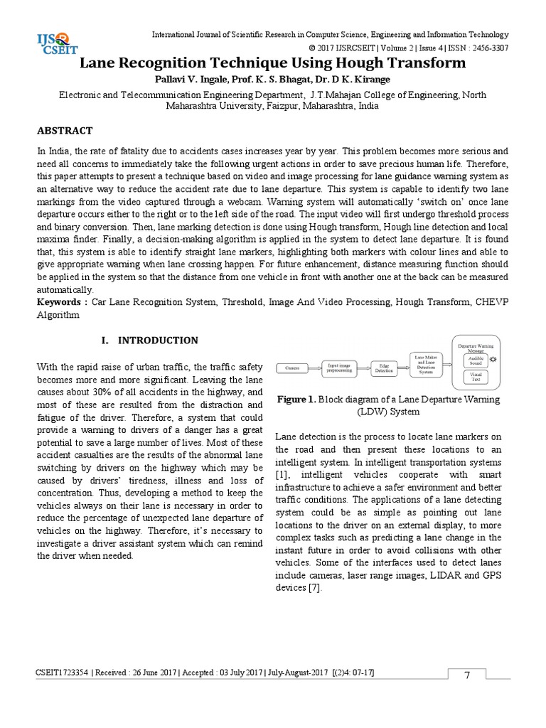 6 - Lane Recognition Technique Using Hough Transform | PDF