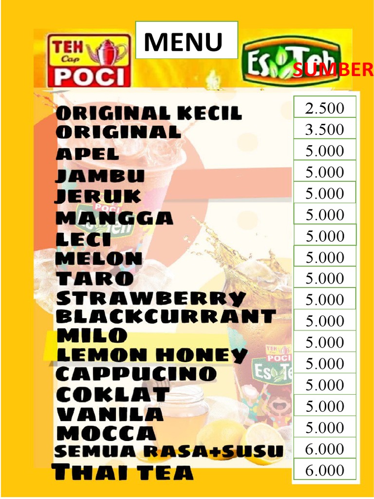 Menu Teh Poci | PDF