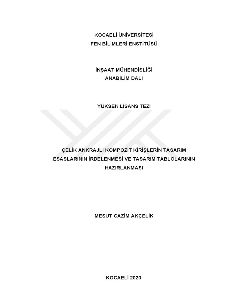 YL Tez Mesut Cazim Akcelik 629701 | PDF