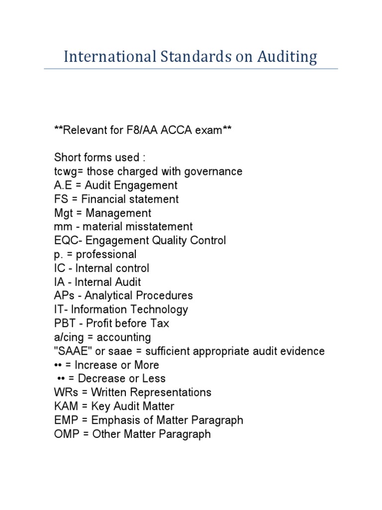 International Standards On Auditing | PDF | Audit | Financial Audit