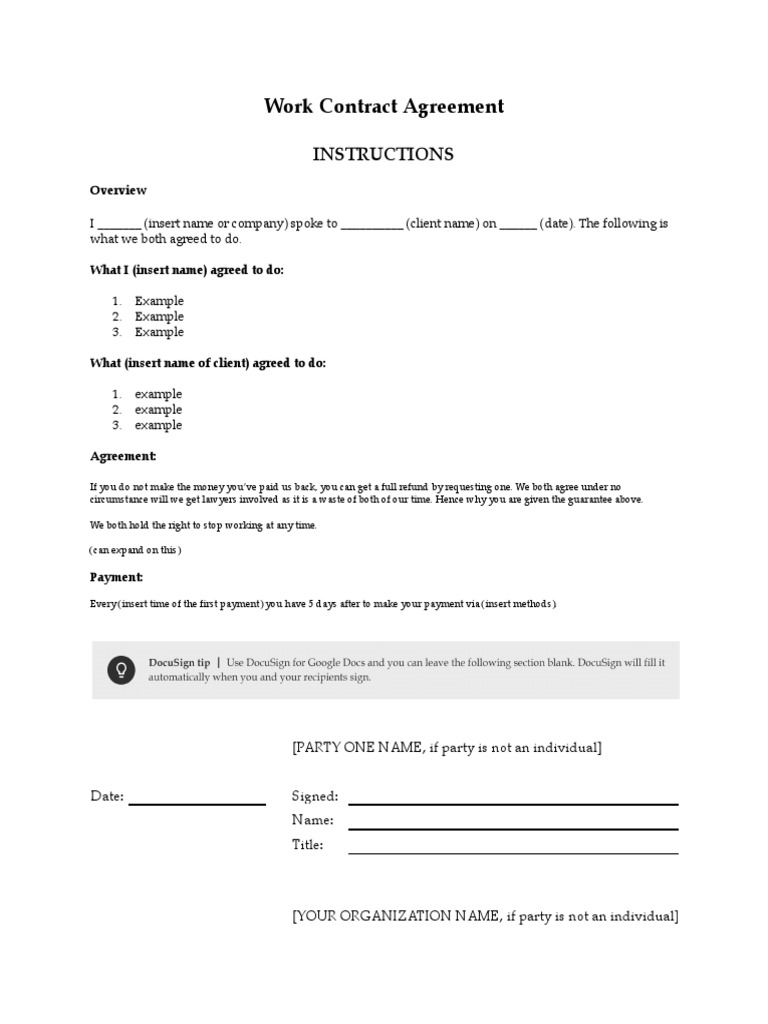 Work Contract Agreement | PDF