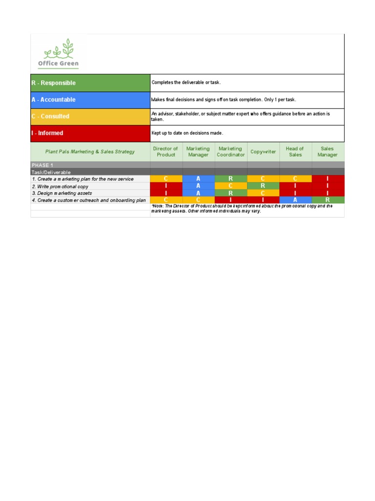 Activity Exemplar: RACI Chart - Phase 1 | PDF