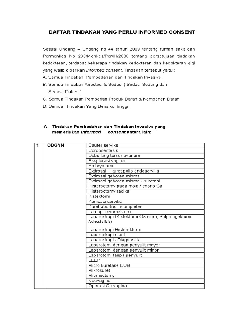 Tindakan Medis Wajib Informed Consent | PDF