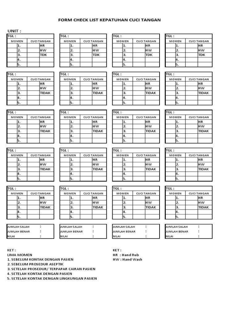 Hand Hygiene Compliance Monitoring Form | PDF