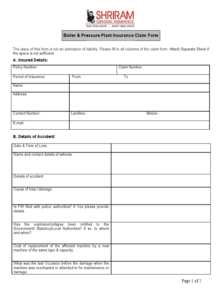 Boiler Claim Form | PDF | Boiler | Insurance