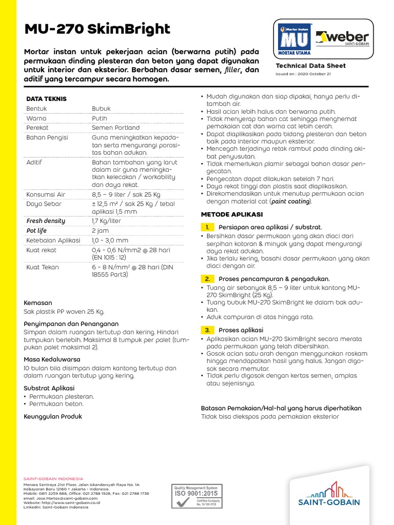 Technical Data Sheet MU-270 SkimBright - 2021 | PDF
