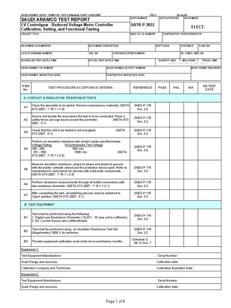 Saudi Aramco Test Report | PDF | Calibration | Relay