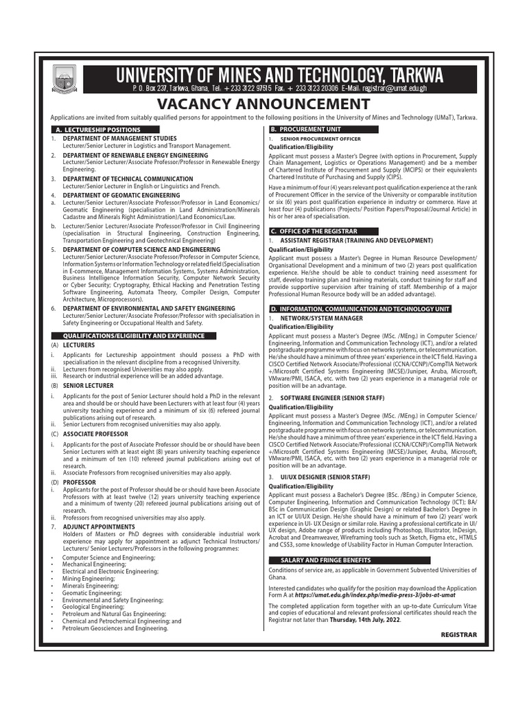 Vacancy Announcements For Staff Add | PDF | Engineering | Lecturer