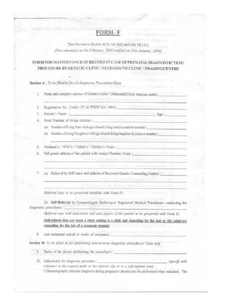 PCPNDT Form F | PDF PCPNDT Form F | PDF