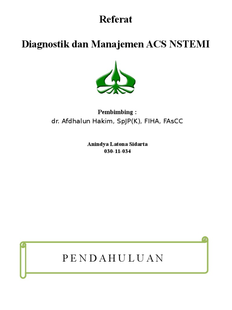 Referat. Diagnostik Dan Manajemen ACS NSTEMI | PDF