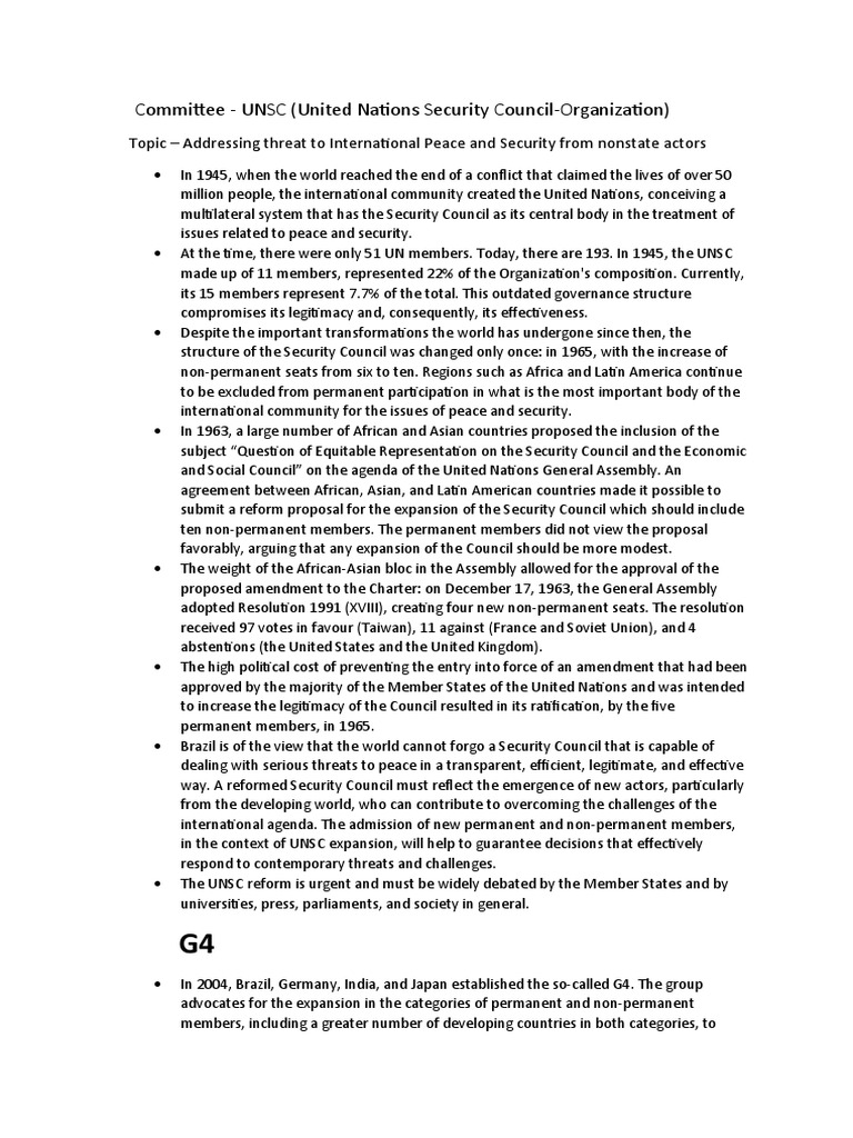 Committee - UNSC (United Nations Security Council-Organization) | PDF ...