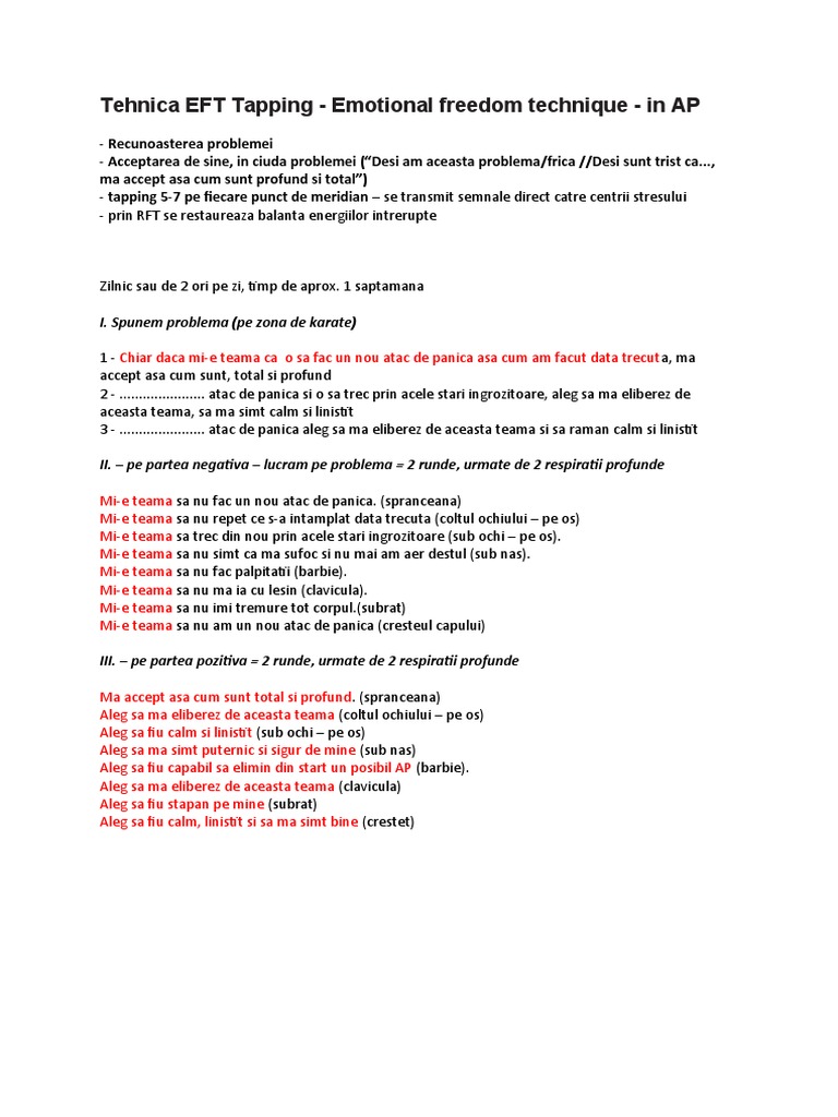 Tehnica EFT Tapping | PDF | Acupressure | Acupuncture