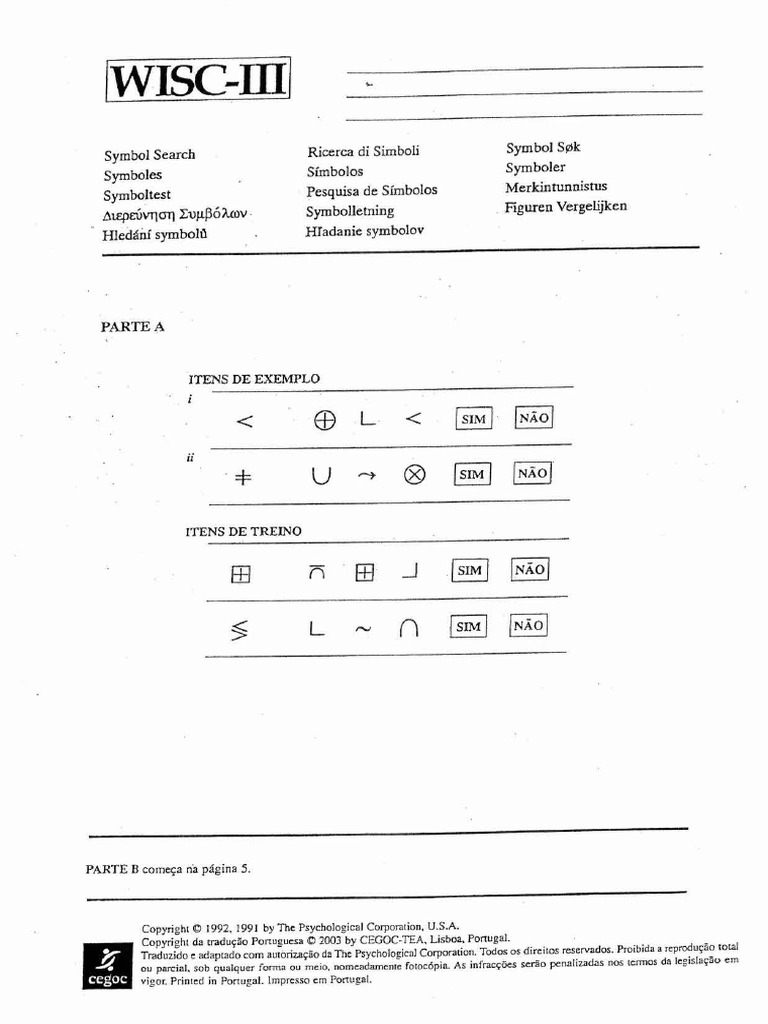 WISC-III - Pesquisa de Símbolos | PDF | Monopólio (economia ...