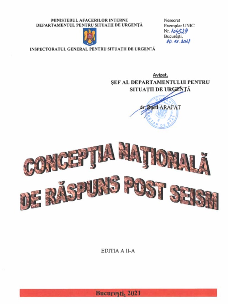 Conceptie Nationala de Raspuns Post Seism | PDF