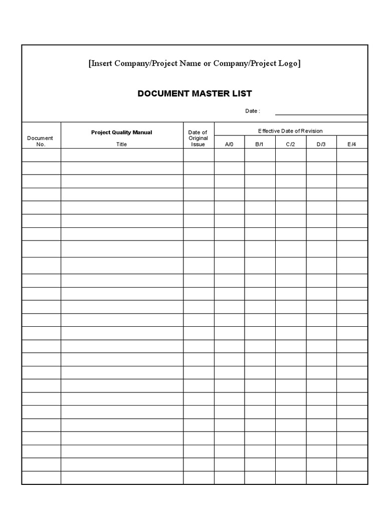 Project Quality Manual Document List | PDF