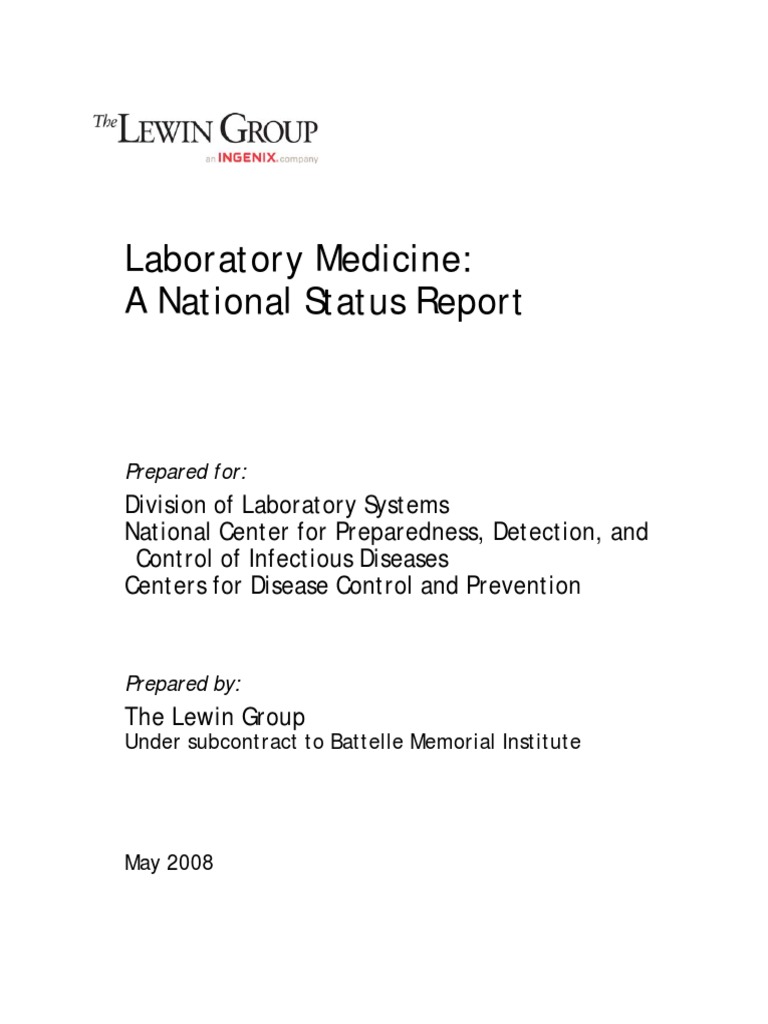 Laboratory Medicine: A National Status Report | PDF | Medical Laboratory | Preventive Healthcare