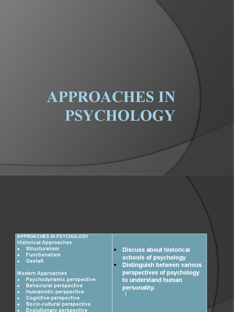 Evolution of Psychological Approaches | PDF | Psychology | Behaviorism