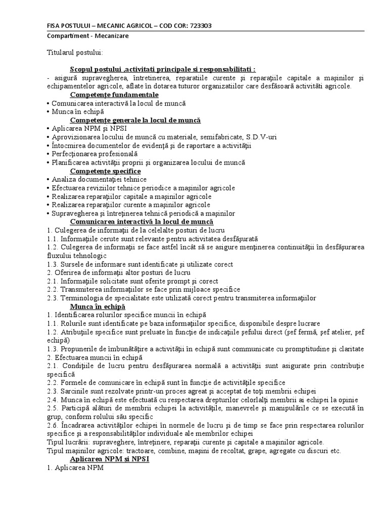 Mecanic Agricol | PDF