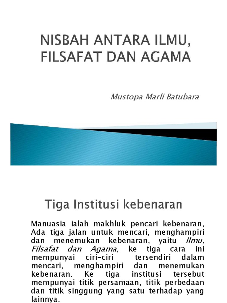 Kuliah Ke 7 Nisbah Antara Ilmu Filsafat Dan Agama | PDF