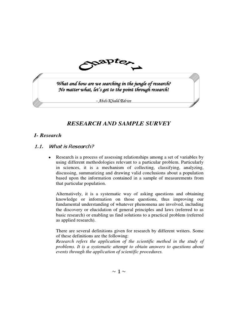 Chapter 1 Research Survey | PDF | Evaluation | Scientific Method