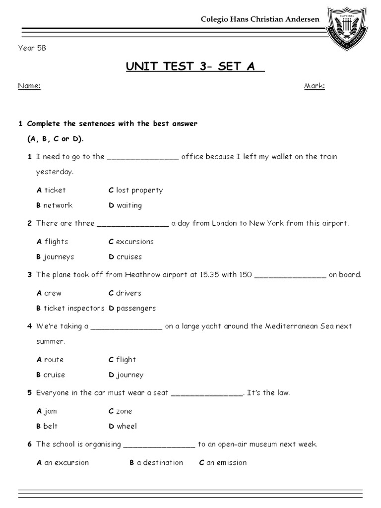 Unit 3 Test Set A | PDF