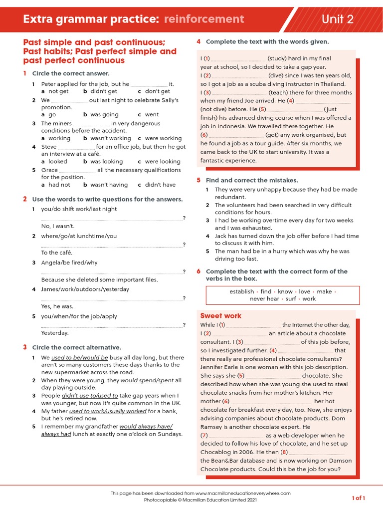 B2 U2 Extra Grammar Practice Reinforcement | PDF | Scuba Diving