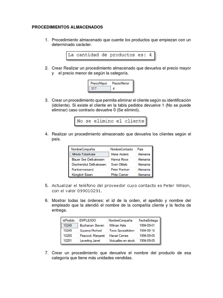 Procedimientos Almacenados | PDF