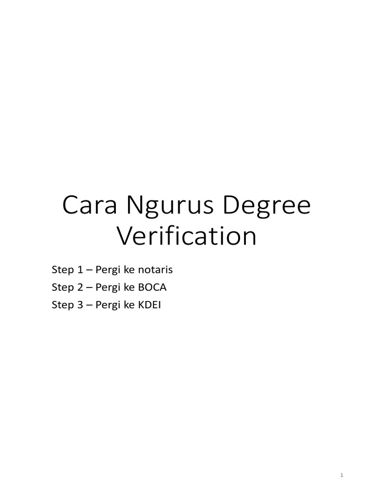 Cara Ngurus Degree Verification | PDF