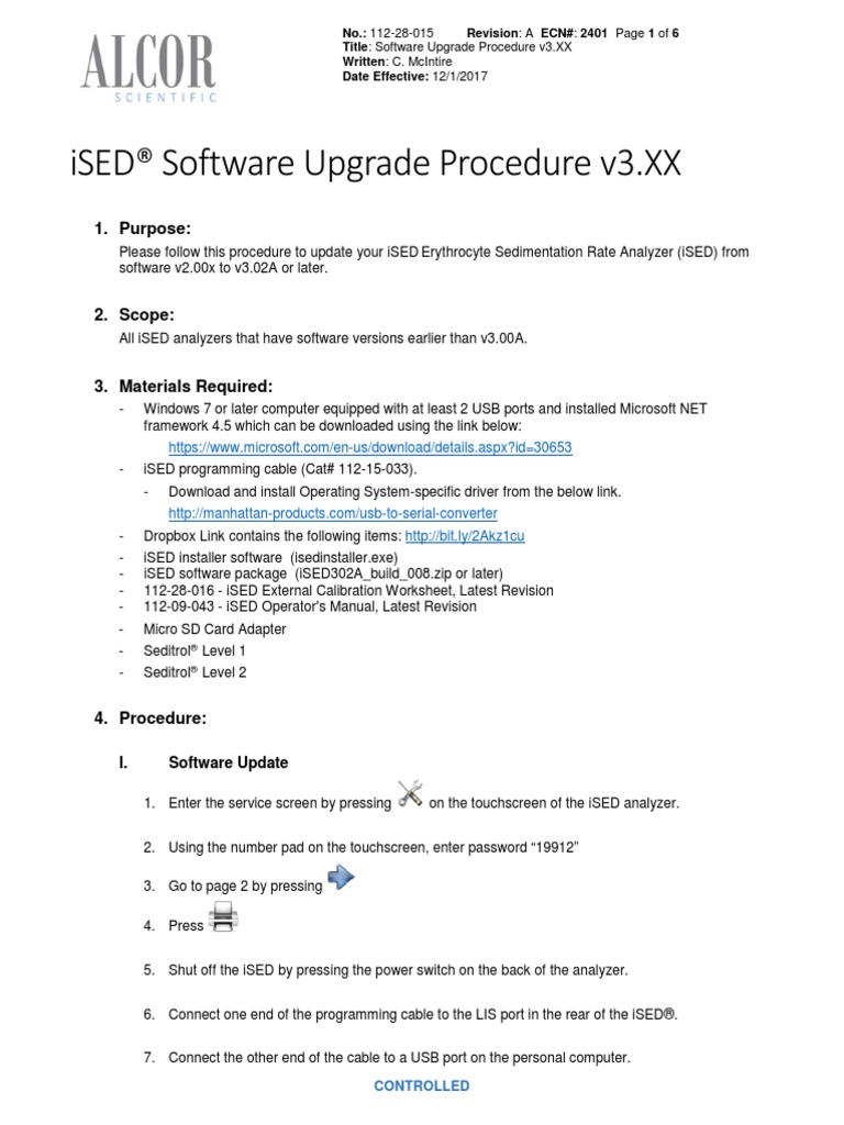 112-28-015 Rev A - Software Upgrade Procedure v3.XX | PDF ...