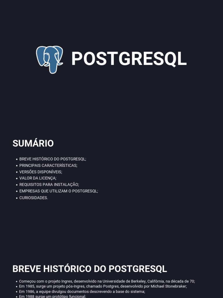 Banco de Dados - Postgresql | PDF | Postgre SQL | Bancos de dados