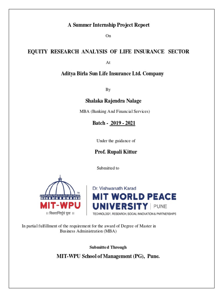 Equity Research Analysis of Life Insurance Sector | PDF | Insurance ...