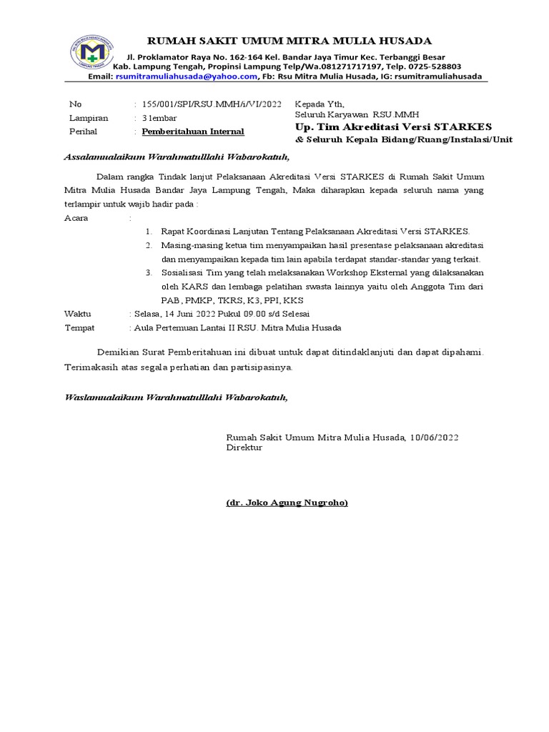 Undangan Rapat Tim Akre 2022 | PDF