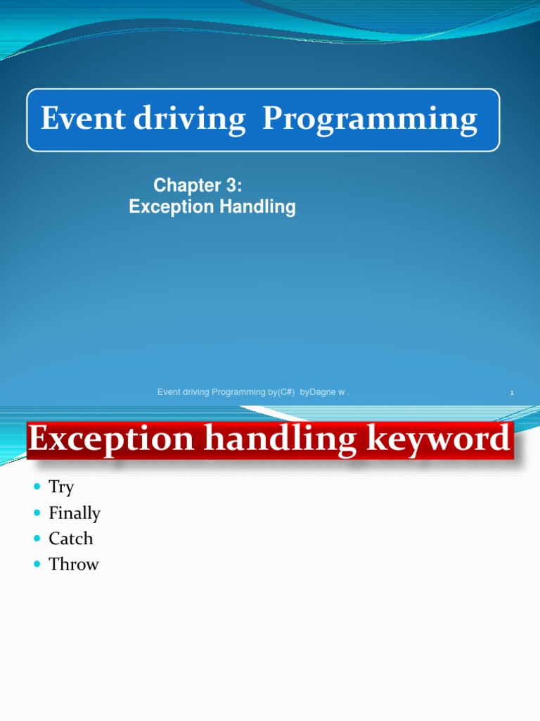 Chapter 3 - Exception Handling | Download Free PDF | C Sharp ... Chapter 3 - Exception Handling | Download Free PDF | C Sharp ...