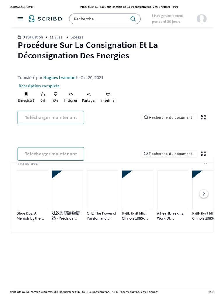 Procédure Sur La Consignation Et La Déconsignation Des Energies - PDF | PDF