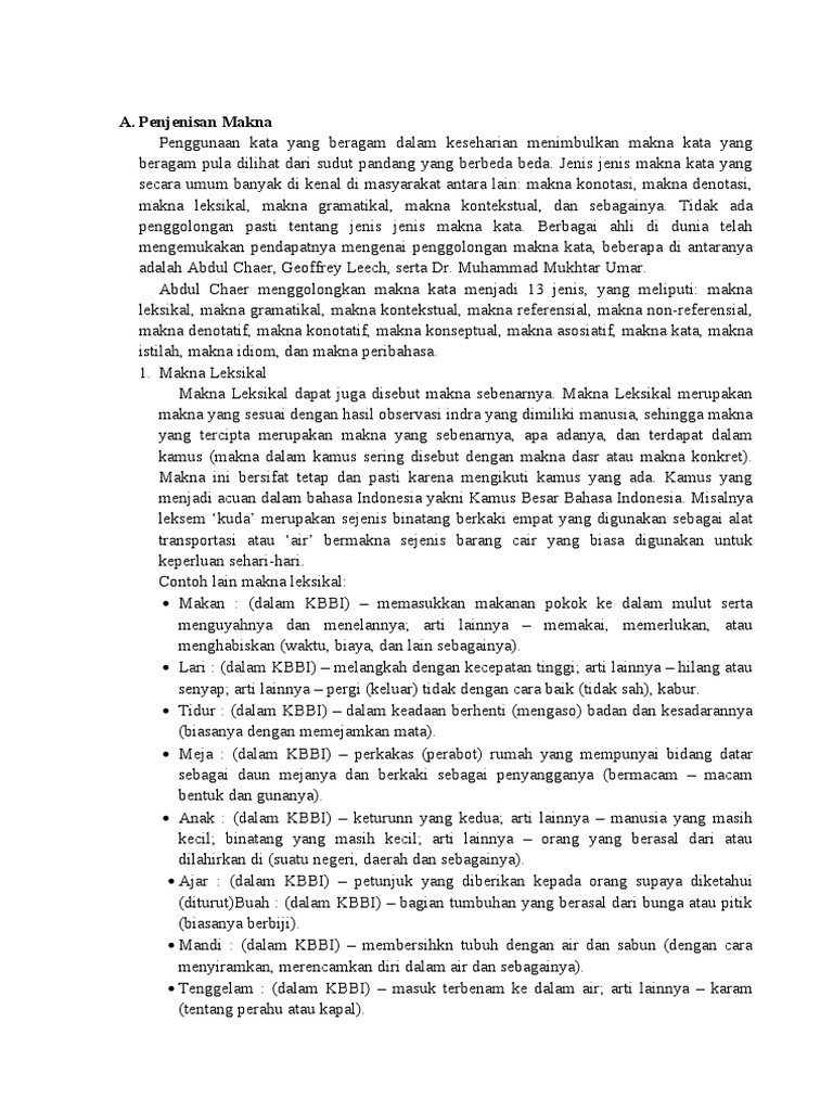 Jenis-jenis Makna Kata | PDF