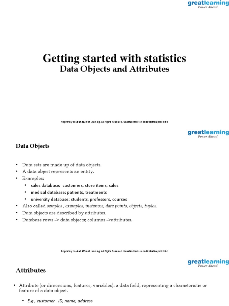 Getting Started With Statistics: Data Objects and Attributes | PDF ...