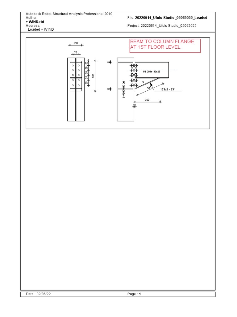 Beam To Column Flange Connection at 1st Floor | PDF
