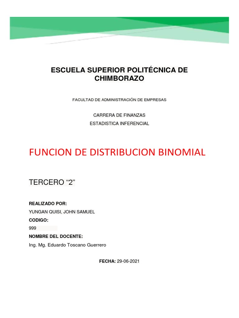 Funcion de Distribucion Binomial | PDF