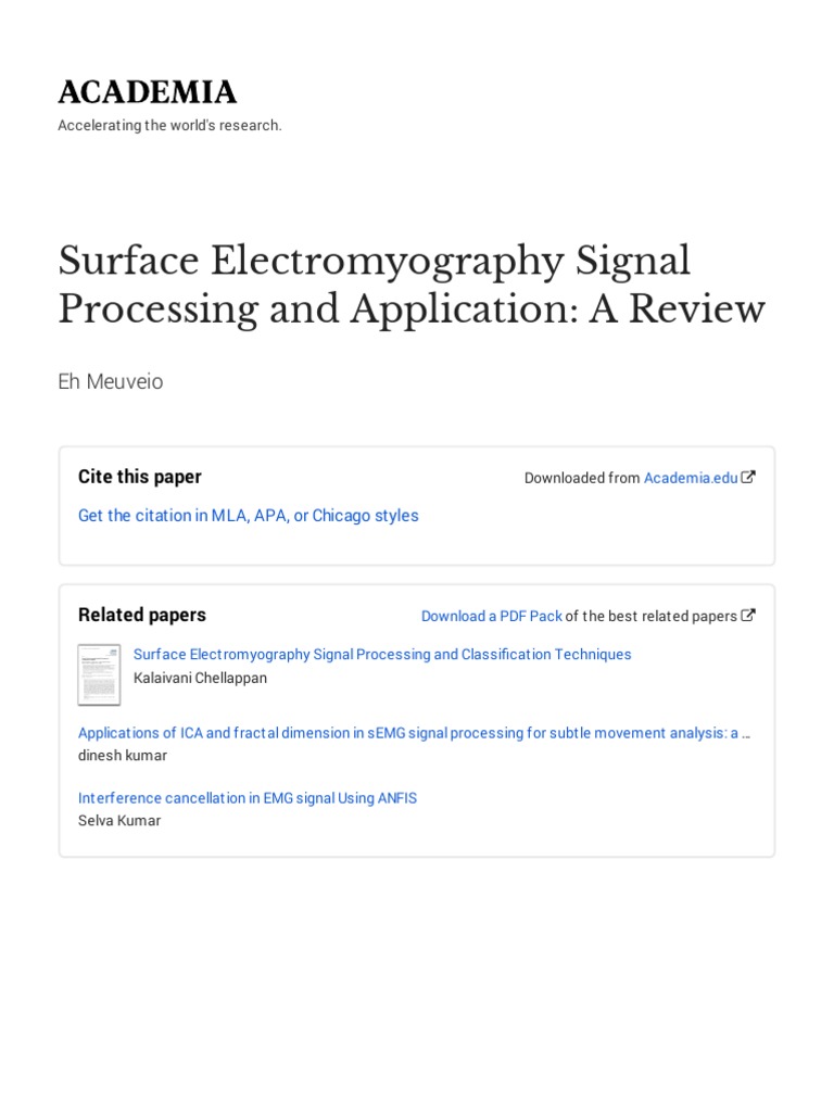 Surface Electromyography Signal Processing With Cover Page v2 | PDF ...